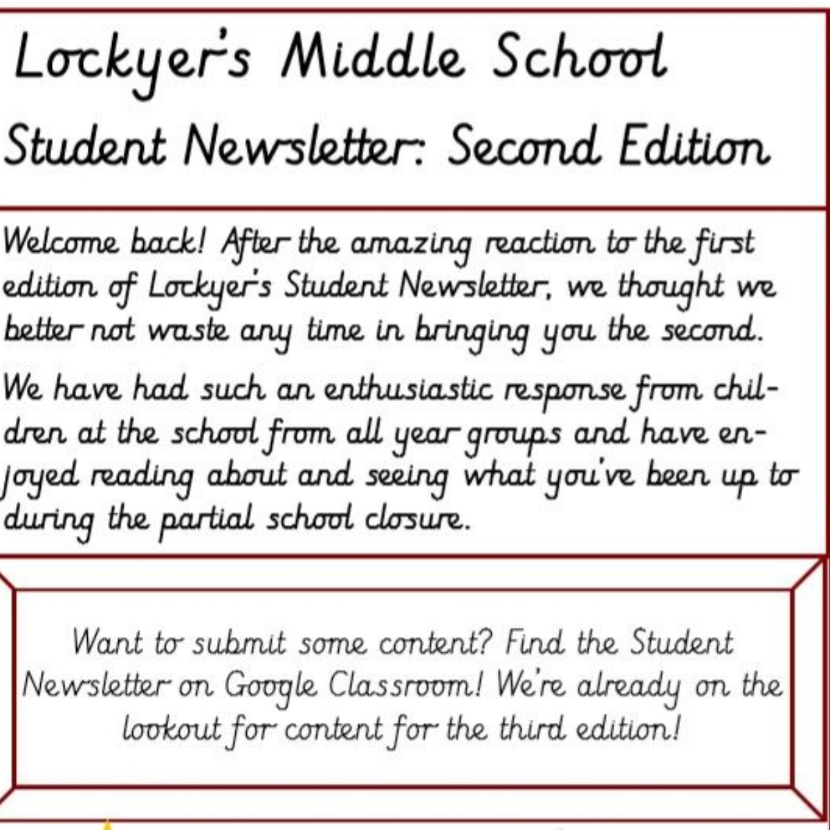 Lockyer's Middle School - Student Newsletter - Edition 2