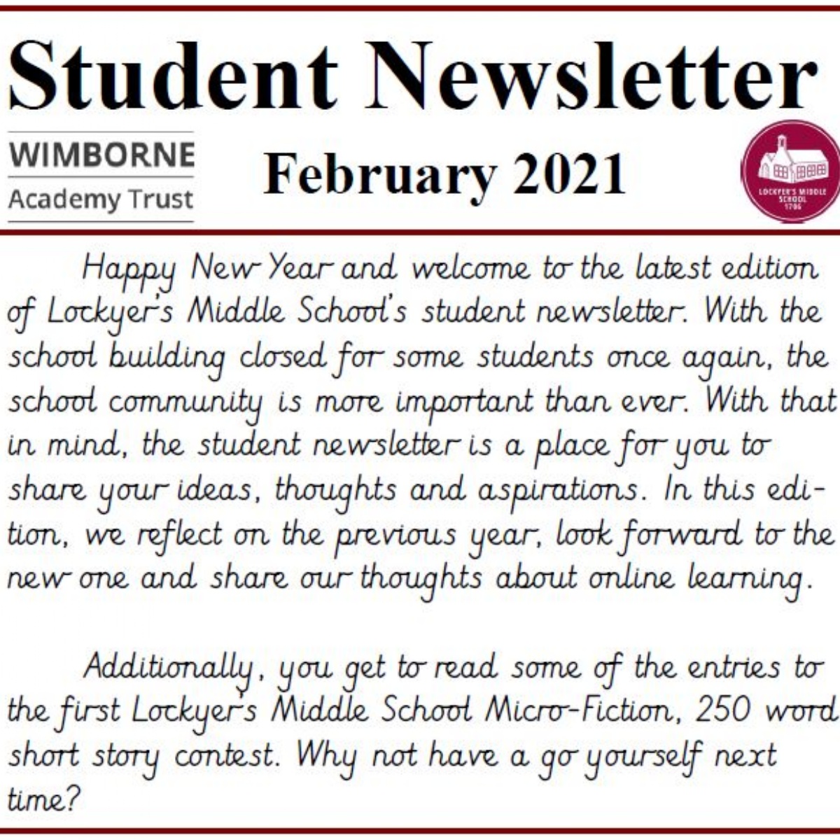 Lockyer's Middle School - Student Newsletter - Edition 9