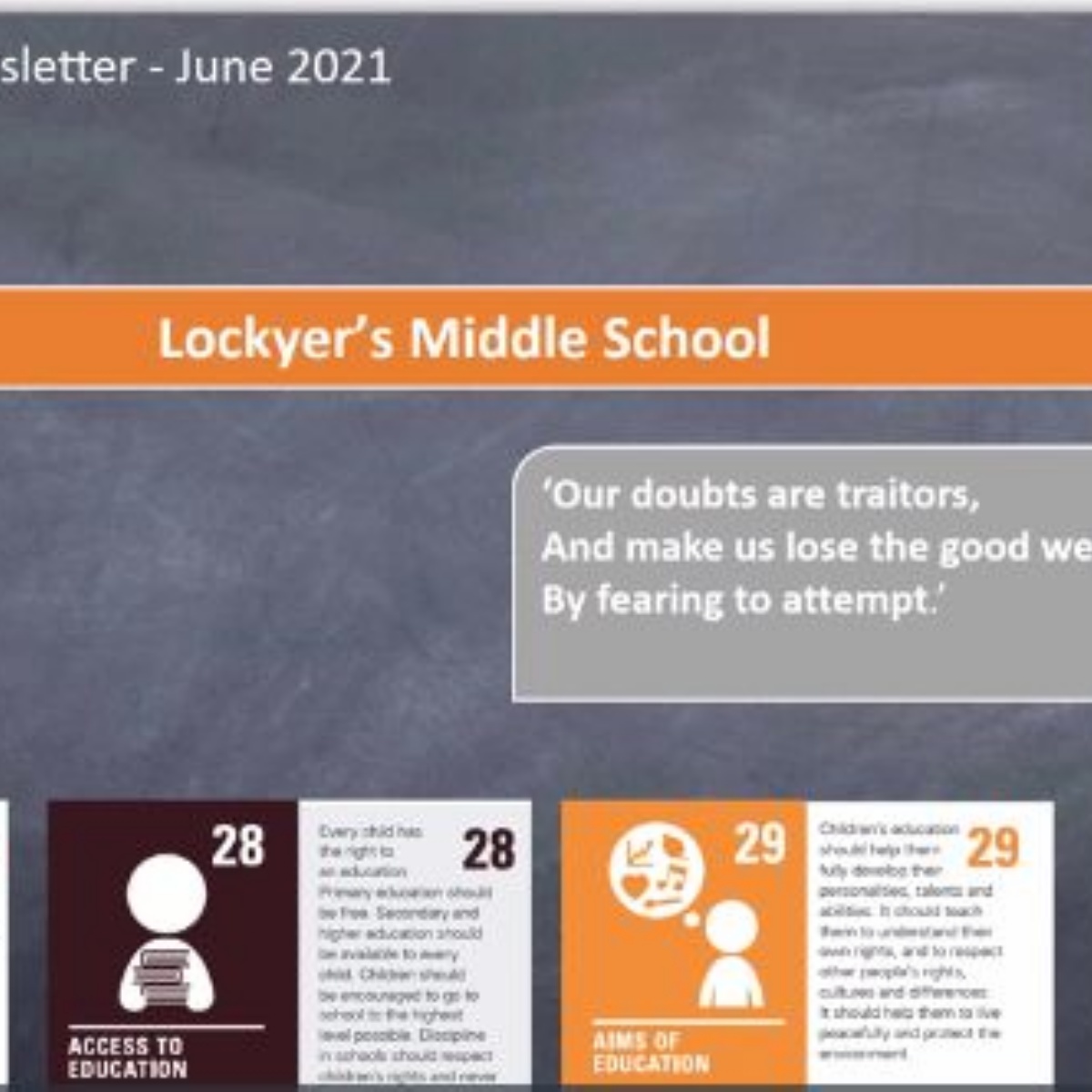 Lockyer's Middle School - Virtual Newsletter June 2021
